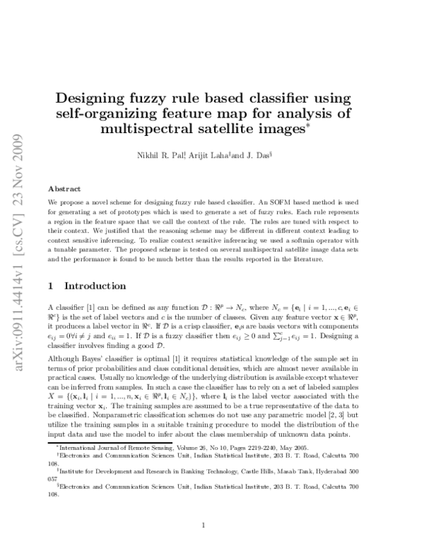 (PDF) Designing fuzzy rule based classifier using self‐organizing feature map for analysis of ...