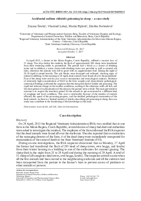 (PDF) Accidental sodium chloride poisoning in sheep – a case study