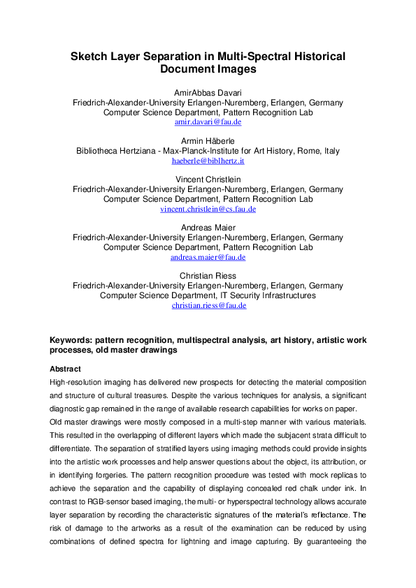 (PDF) Sketch Layer Separation in Multi-Spectral Historical Document Images