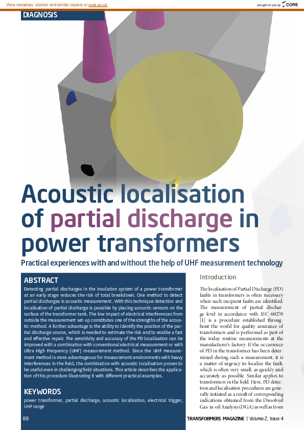 (PDF) Acoustic localisation of partial discharge in power transformers