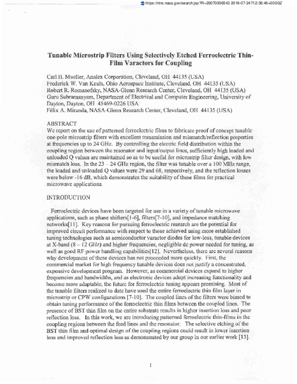 (PDF) Tunable Microstrip Filters Using Selectively Etched Ferroelectric ...