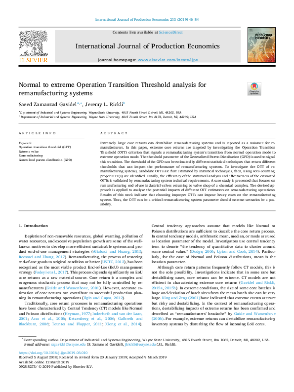 (PDF) Normal to extreme Operation Transition Threshold analysis for ...