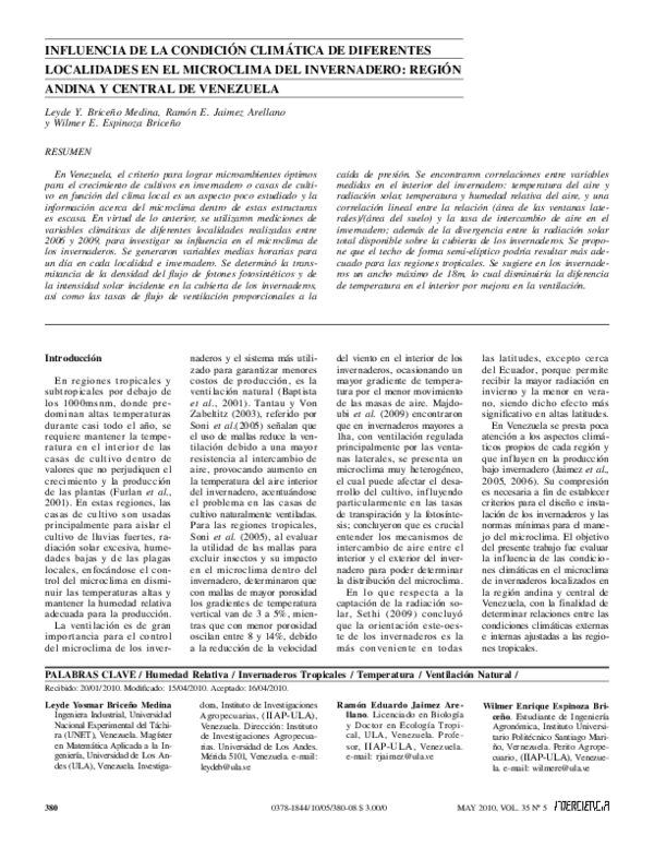 (PDF) Influencia De La Condición Climática De Diferentes Localidades en ...