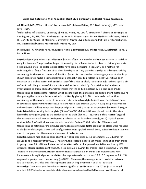 (PDF) Axial and Rotational Malreduction (Golf Club Deformity) in Distal ...