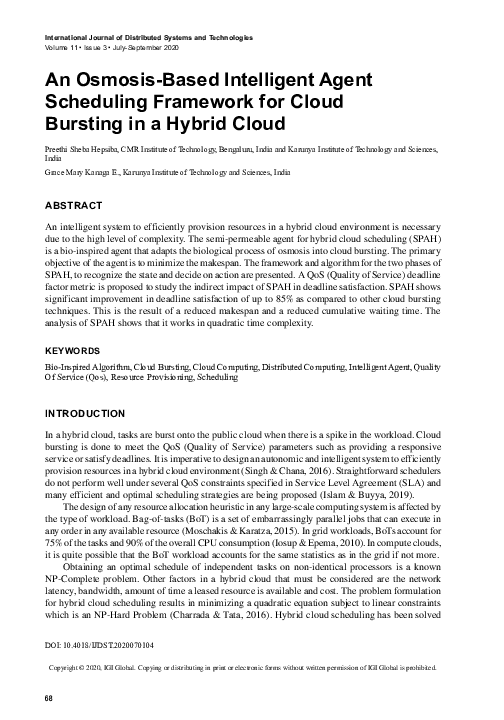 (PDF) An Osmosis-Based Intelligent Agent Scheduling Framework for Cloud Bursting in a Hybrid ...
