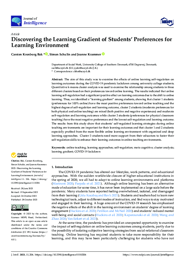 (PDF) Discovering the Learning Gradient of Students’ Preferences for Learning Environment