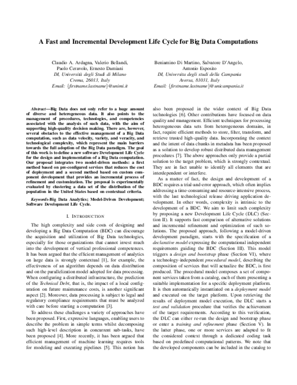 (PDF) A Fast and Incremental Development Life Cycle for Data Analytics ...