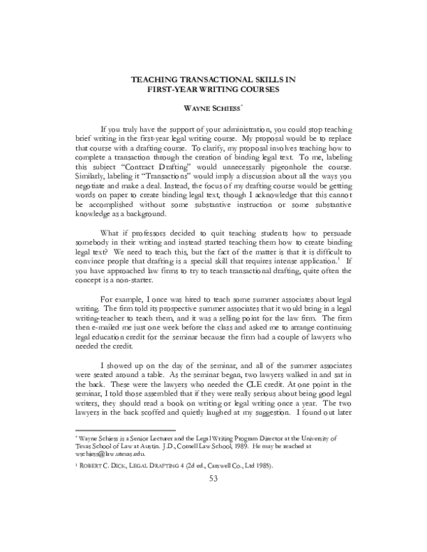(PDF) Teaching Transactional Skills in First-Year Writing Courses