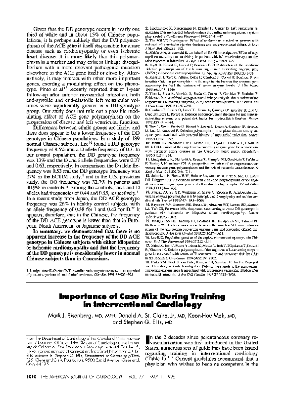 (PDF) Importance of case mix during training in interventional cardiology