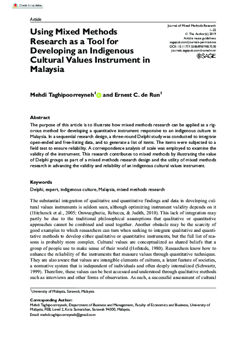 (PDF) Using Mixed Methods Research as a Tool for Developing an ...