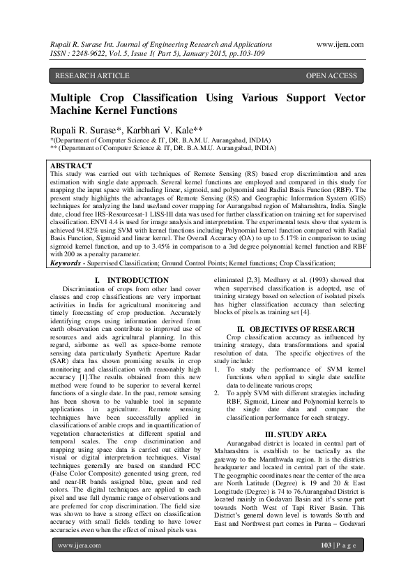(PDF) Multiple Crop Classification Using Various Support Vector Machine Kernel Functions