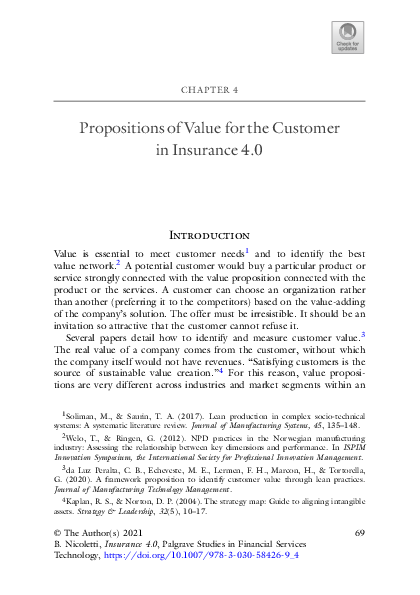 (PDF) Propositions of Value for the Customer in Insurance 4.0