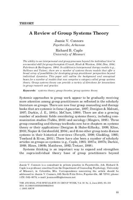 (PDF) A Review of Group Systems Theory