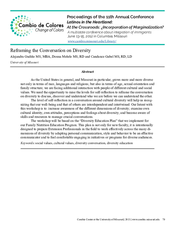 (PDF) Reframing the Conversation on Diversity