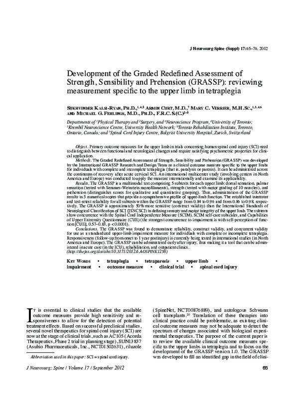 (PDF) Development of the Graded Redefined Assessment of Strength ...