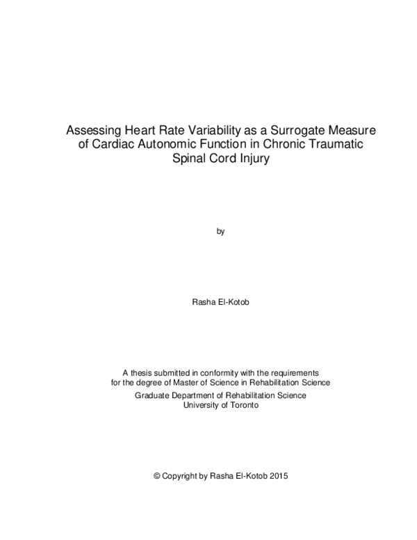 (PDF) Assessing Heart Rate Variability As a Surrogate Measure of Cardiac Autonomic Function in ...