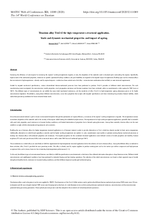 (PDF) Titanium alloy Ti-6242 for high temperature structural ...