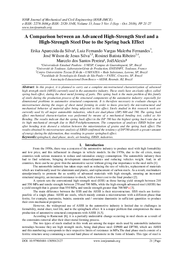(PDF) A Comparison between an Advanced High-Strength Steel and a High ...