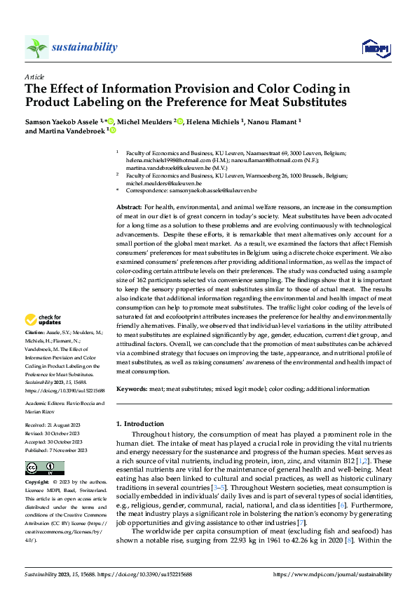 (PDF) The Effect of Information Provision and Color Coding in Product ...