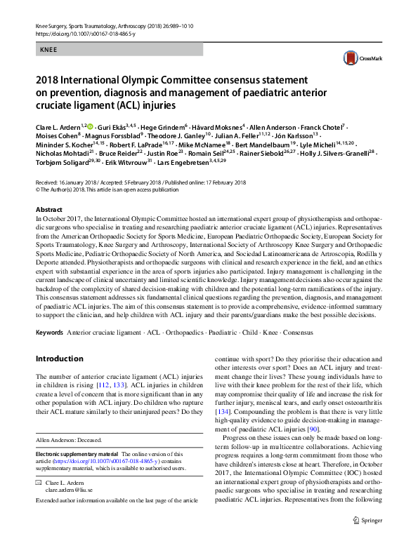 (PDF) 2018 International Olympic Committee consensus statement on prevention, diagnosis and ...