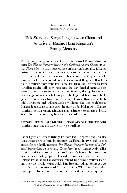 (PDF) Talk-Story and Storytelling between China and America in Maxine ...