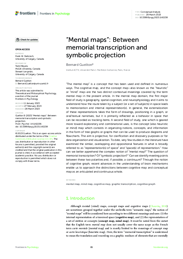 (PDF) “Mental maps”: Between memorial transcription and symbolic projection
