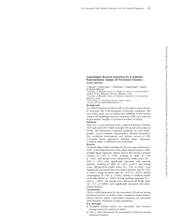 (PDF) Copenhagen Burnout Inventory On A National Representative Sample ...