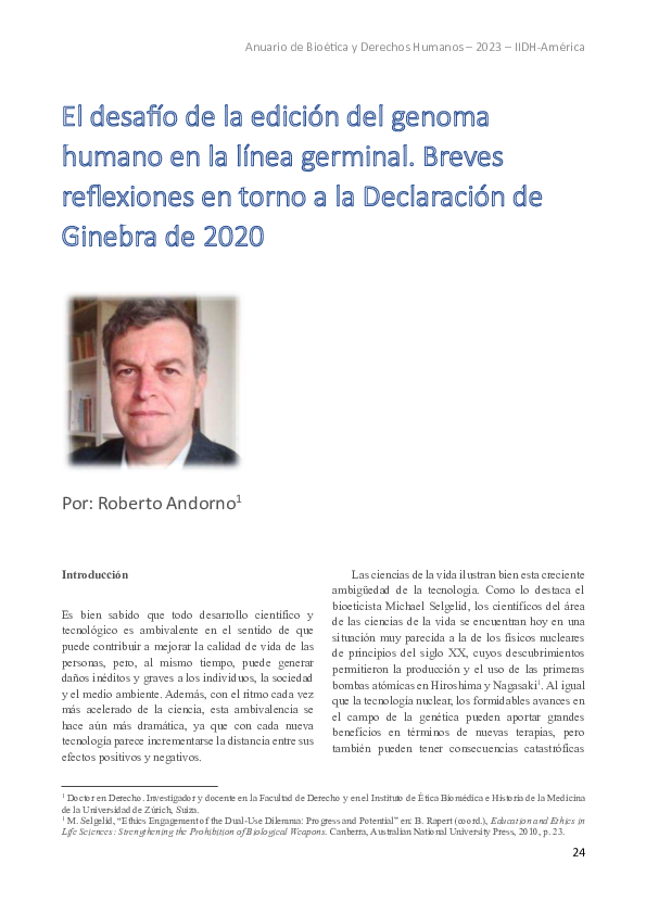 (PDF) El desafío de la edición del genoma humano en la linea germinal ...
