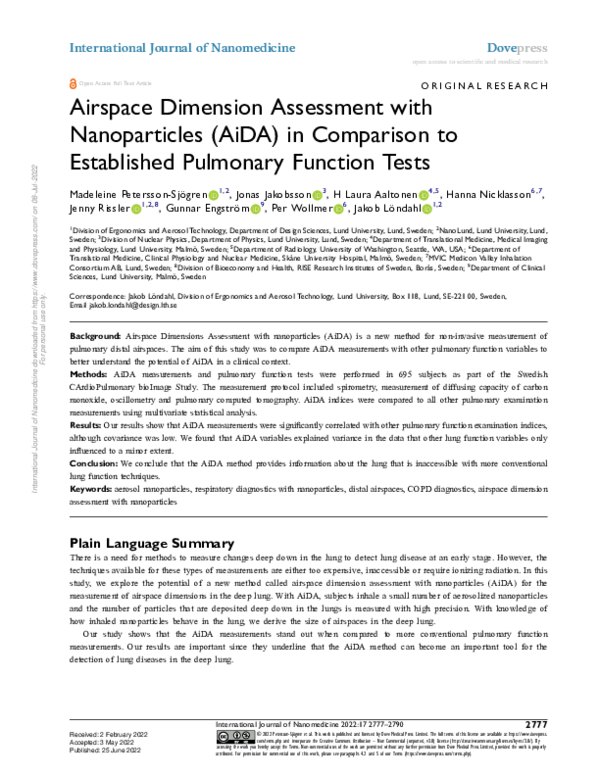 (PDF) Airspace Dimension Assessment with Nanoparticles (AiDA) in ...
