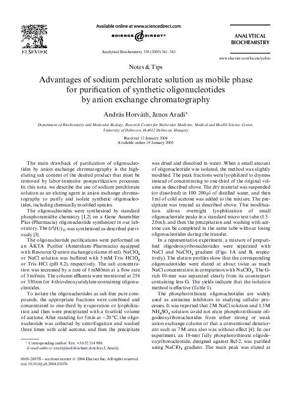 (PDF) Advantages of sodium perchlorate solution as mobile phase for ...