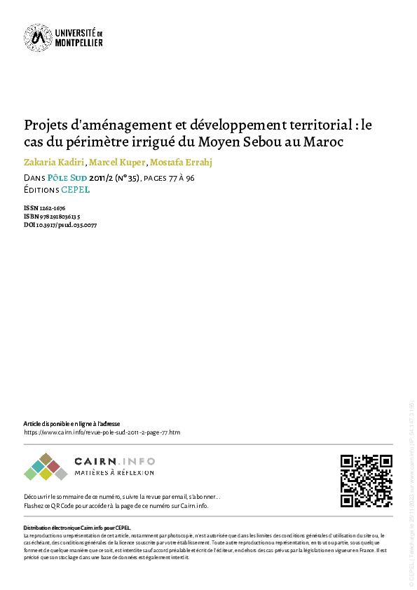 (PDF) Projets d'aménagement et développement territorial : le cas du ...