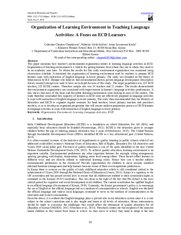 (PDF) Organization of Learning Environment in Teaching Language ...