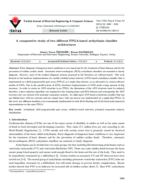 (PDF) A comparative study of two different FPGA-based arrhythmia classifier architectures ...