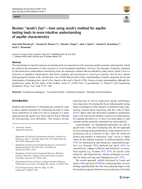 (PDF) Review: “Jacob’s Zoo”—how using Jacob’s method for aquifer ...