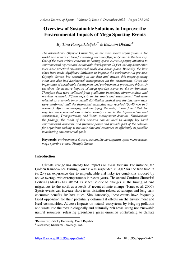 (PDF) Overview of Sustainable Solutions to Improve the Environmental ...