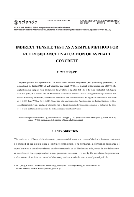 (PDF) Indirect Tensile Test as a Simple Method for Rut Resistance ...