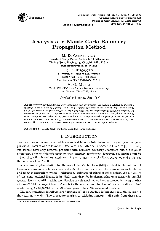 (PDF) Analysis of a Monte Carlo boundary propagation method