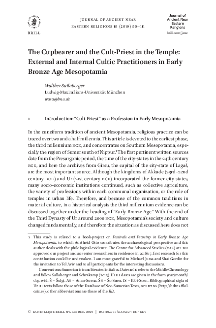 (PDF) The Cupbearer and the Cult-Priest in the Temple: External and ...