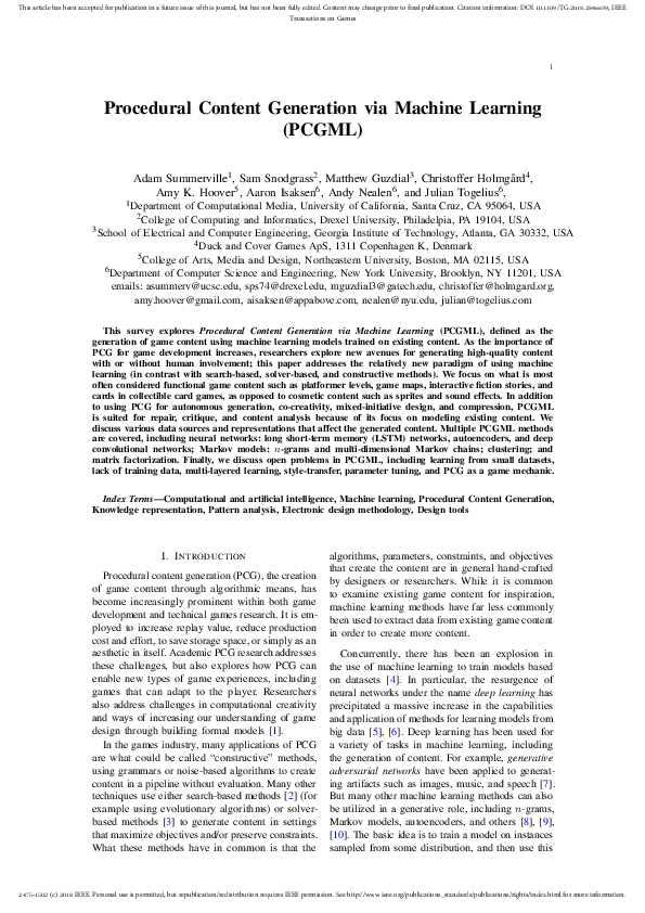 (PDF) Procedural Content Generation via Machine Learning in 2D Indoor Scene