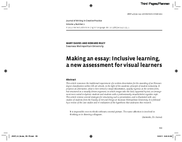 (PDF) Making an essay: Inclusive learning, a new assessment for visual learners