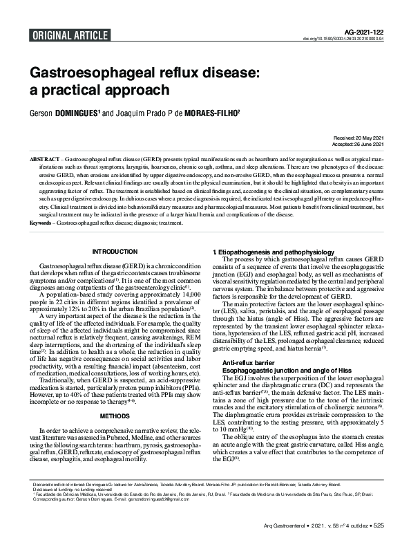 Pdf Gastroesophageal Reflux Disease A Practical Approach