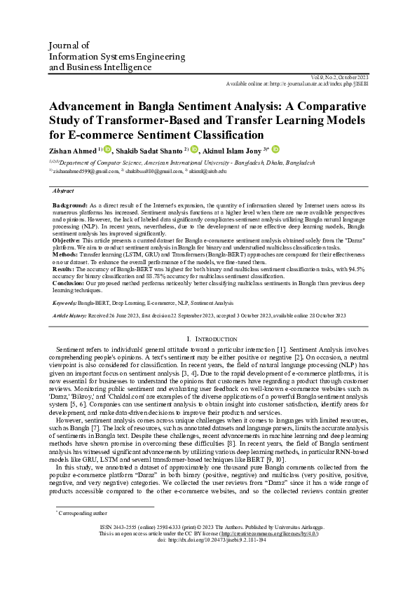 (PDF) Advancement in Bangla Sentiment Analysis: A Comparative Study of Transformer-Based and ...