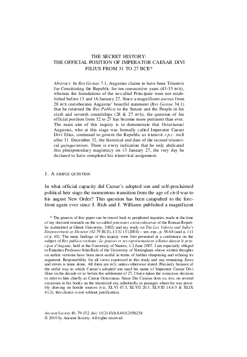 (PDF) The Secret History: The Official Position of Imperator Caesar ...