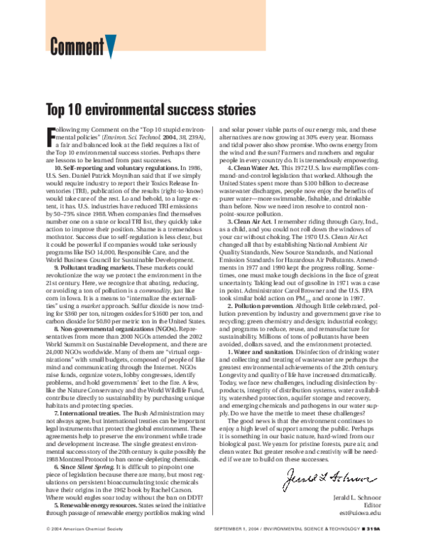 (PDF) Top 10 environmental success stories