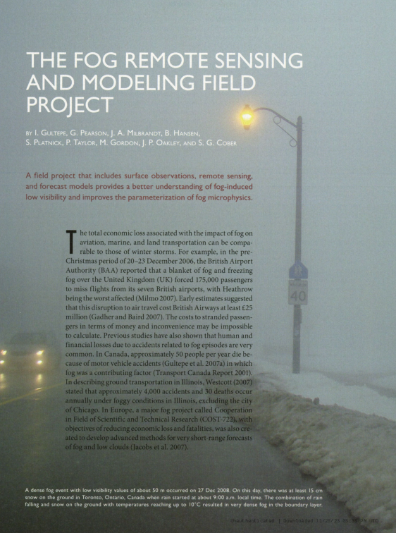 (PDF) The Fog Remote Sensing and Modeling Field Project | ismail gultepe - Academia.edu