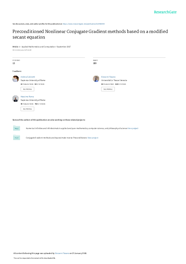 (PDF) Preconditioned Nonlinear Conjugate Gradient methods based on a ...
