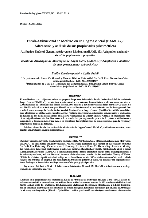 (PDF) Attribution Scale of General Achievement Motivation (EAML-G ...