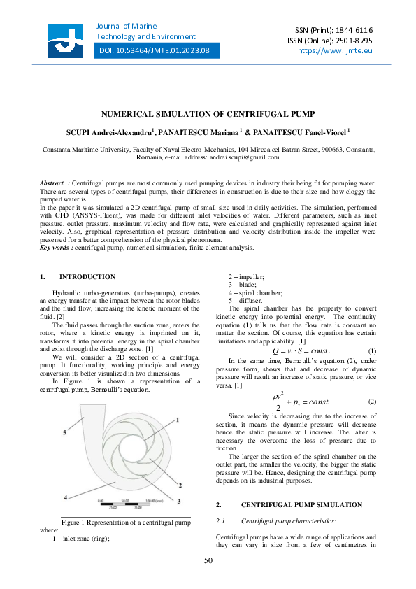 (PDF) Numerical Simulation of Centrifugal Pump