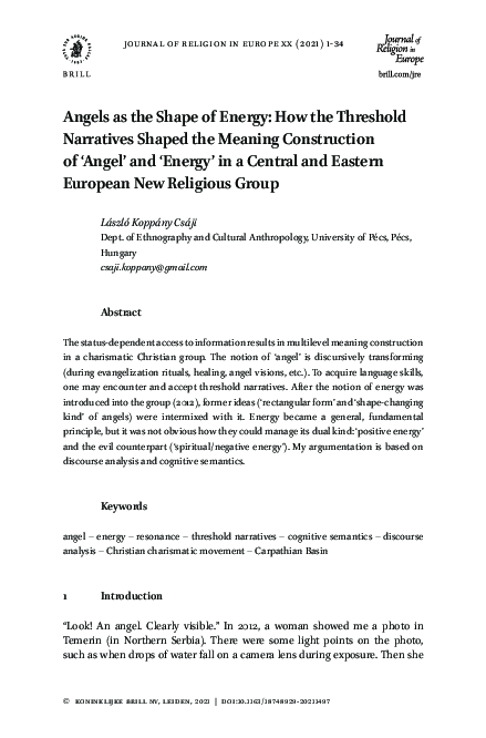 (PDF) Angels as the Shape of Energy: How the Threshold Narratives ...