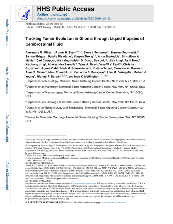 (PDF) Tracking tumour evolution in glioma through liquid biopsies of ...